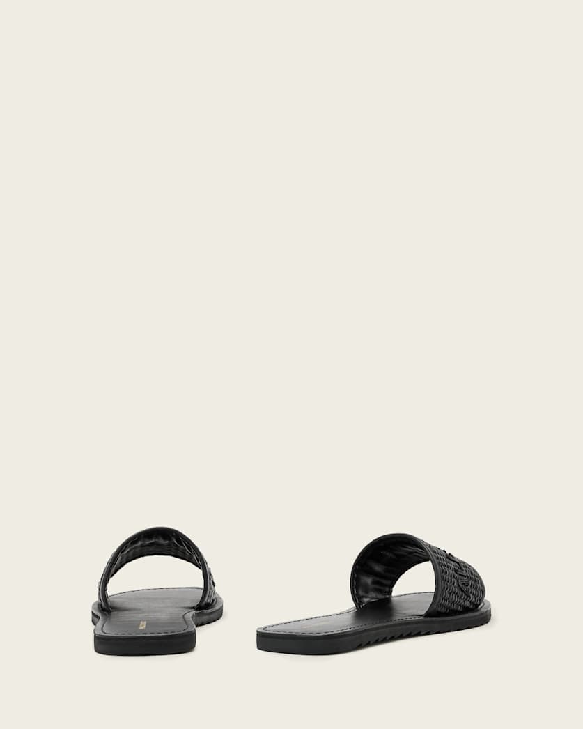 Hoxton Single Strap Sliders Black/Black | ALLSAINTS